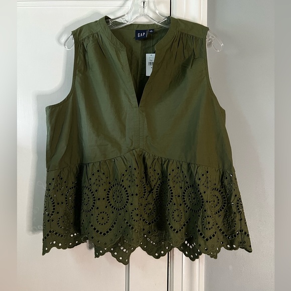 GAP | Tops | Gap Sleeveless Cotton Popover Blouse In Olivearmy Green | Poshmark